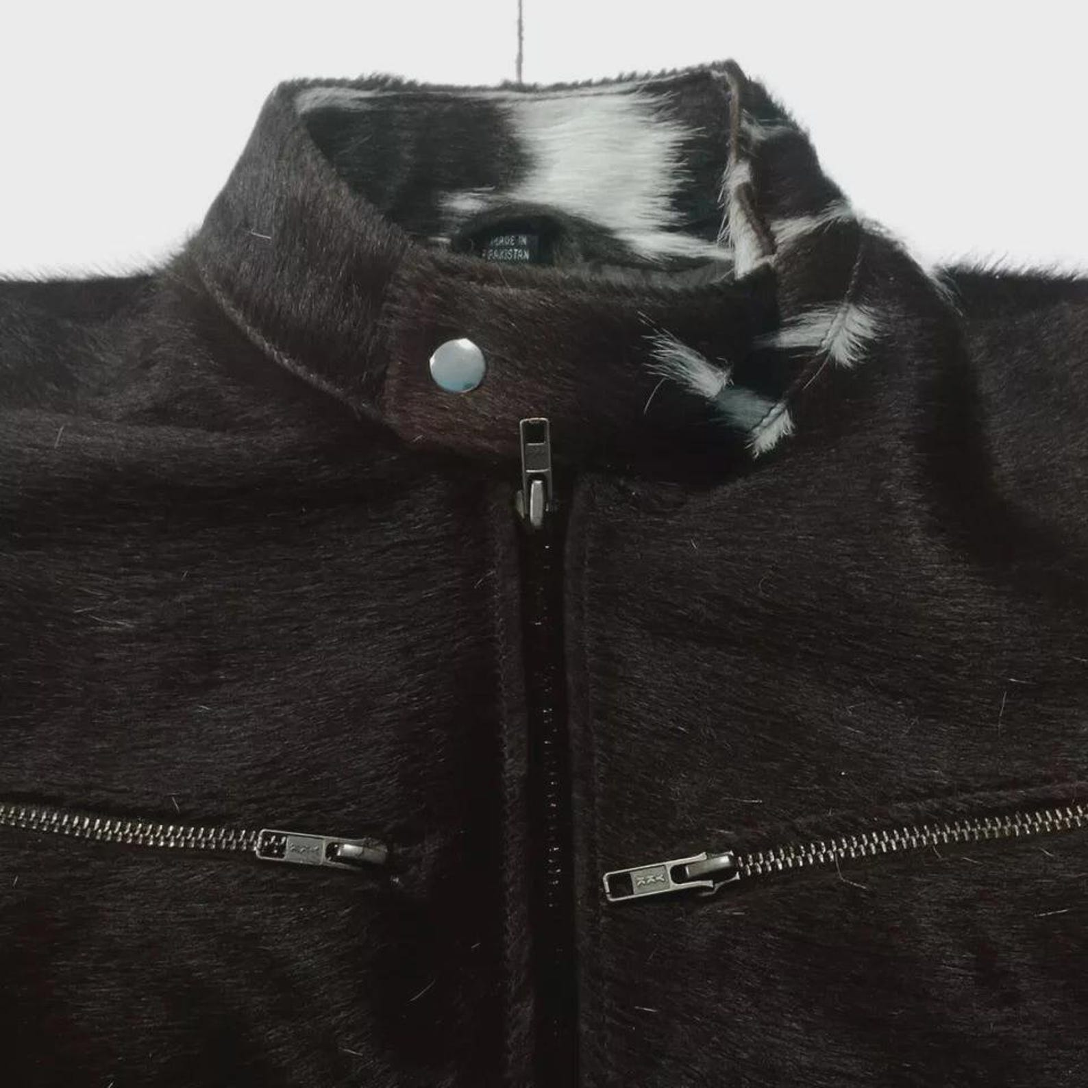 Western Cowhide Hair-on Leather Jacket: Custom Fit Cow Skin Coat - Etsy