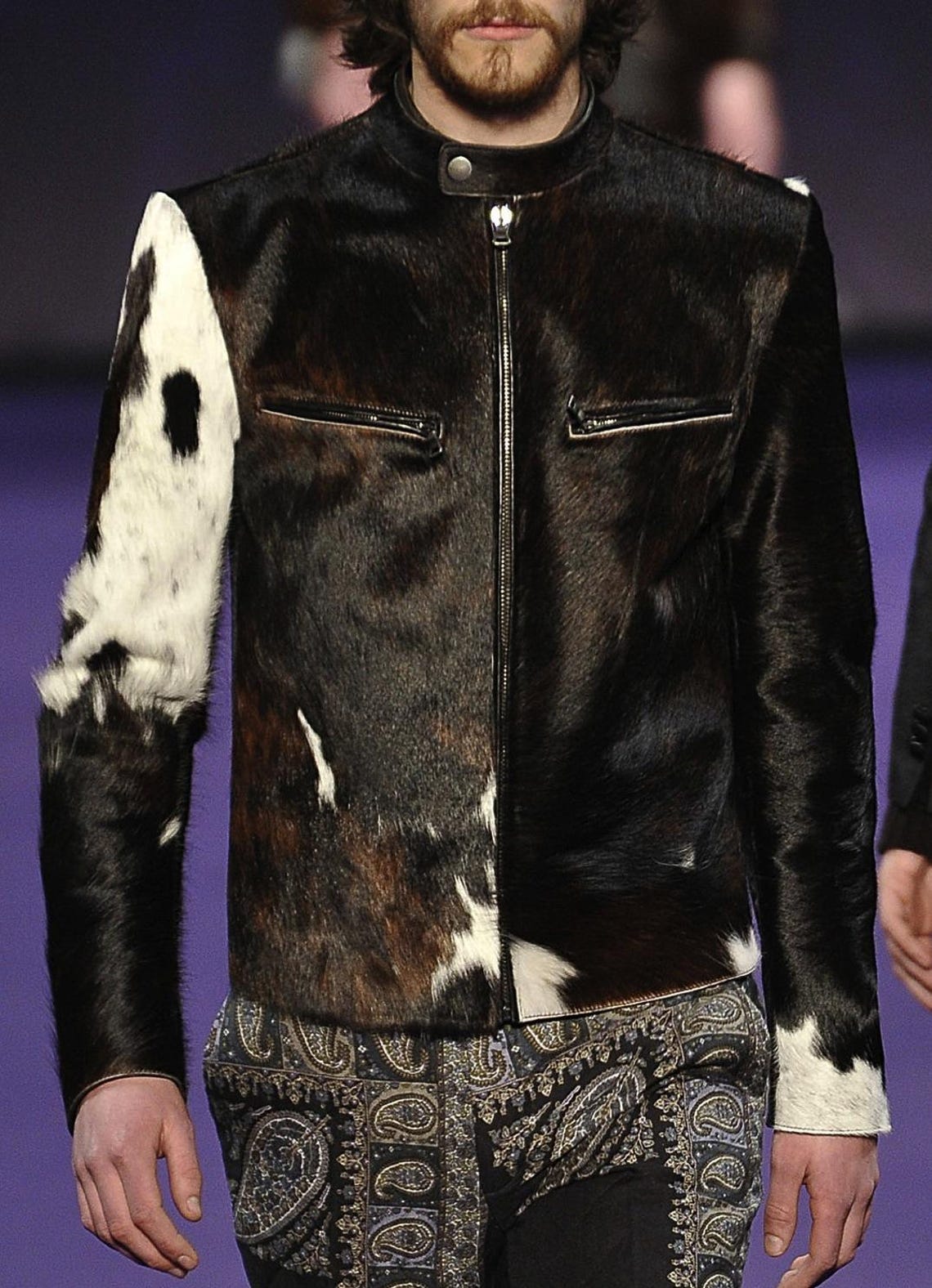 Western Cowhide Hair-on Leather Jacket: Custom Fit Cow Skin Coat - Etsy