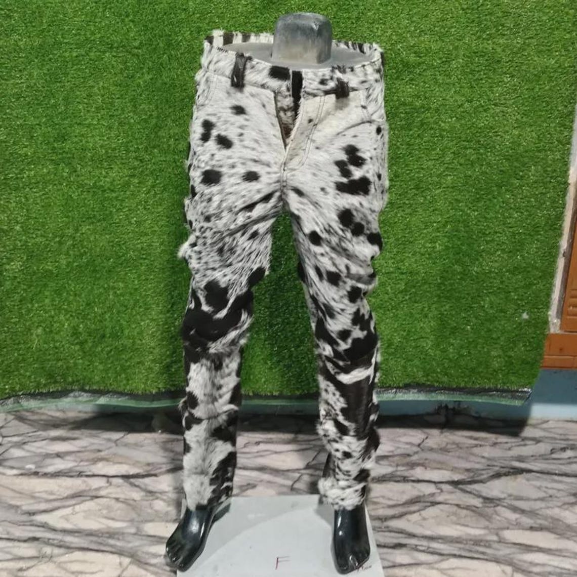 Cowhide Leather Pants for Men Luxurious Real Hair on Cow Skin, Trendy ...