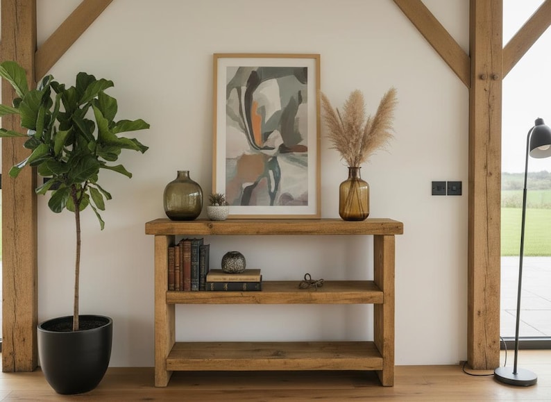 Handmade Solid Wood Hallway Table, Rustic Narrow Entry Bookcase - Etsy UK