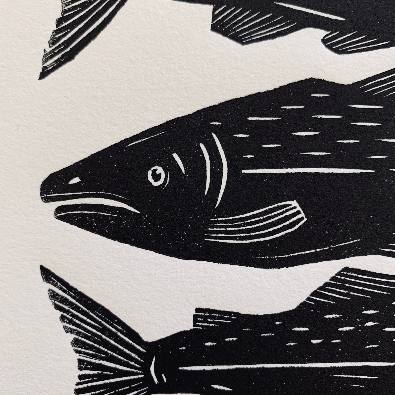 5 Salmon Linoleum Block Print Limited Edition Sea Life Wall | Etsy