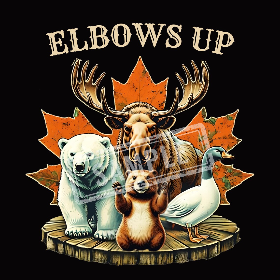 Elbows up Canada With Moose, Goose, Beaver, Polar Bear PNG Bundle ...