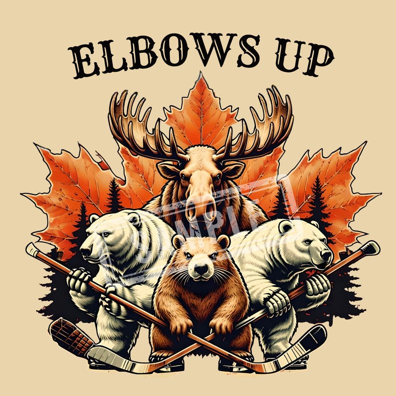 Elbows up Canada With Moose, Goose, Beaver, Polar Bear PNG Bundle ...