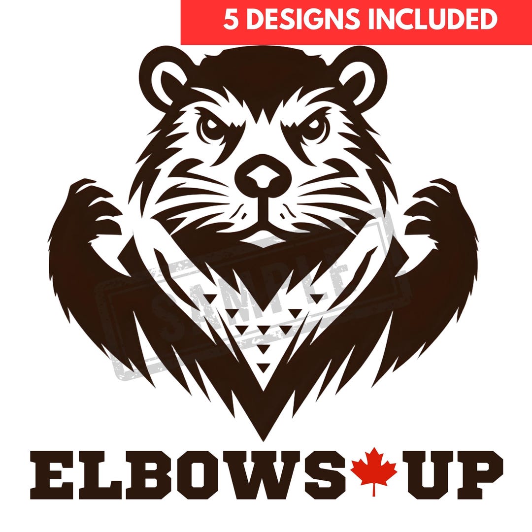Elbows up PNG SVG and Canva Template Bundle | 5 Monochramatic Beaver ...