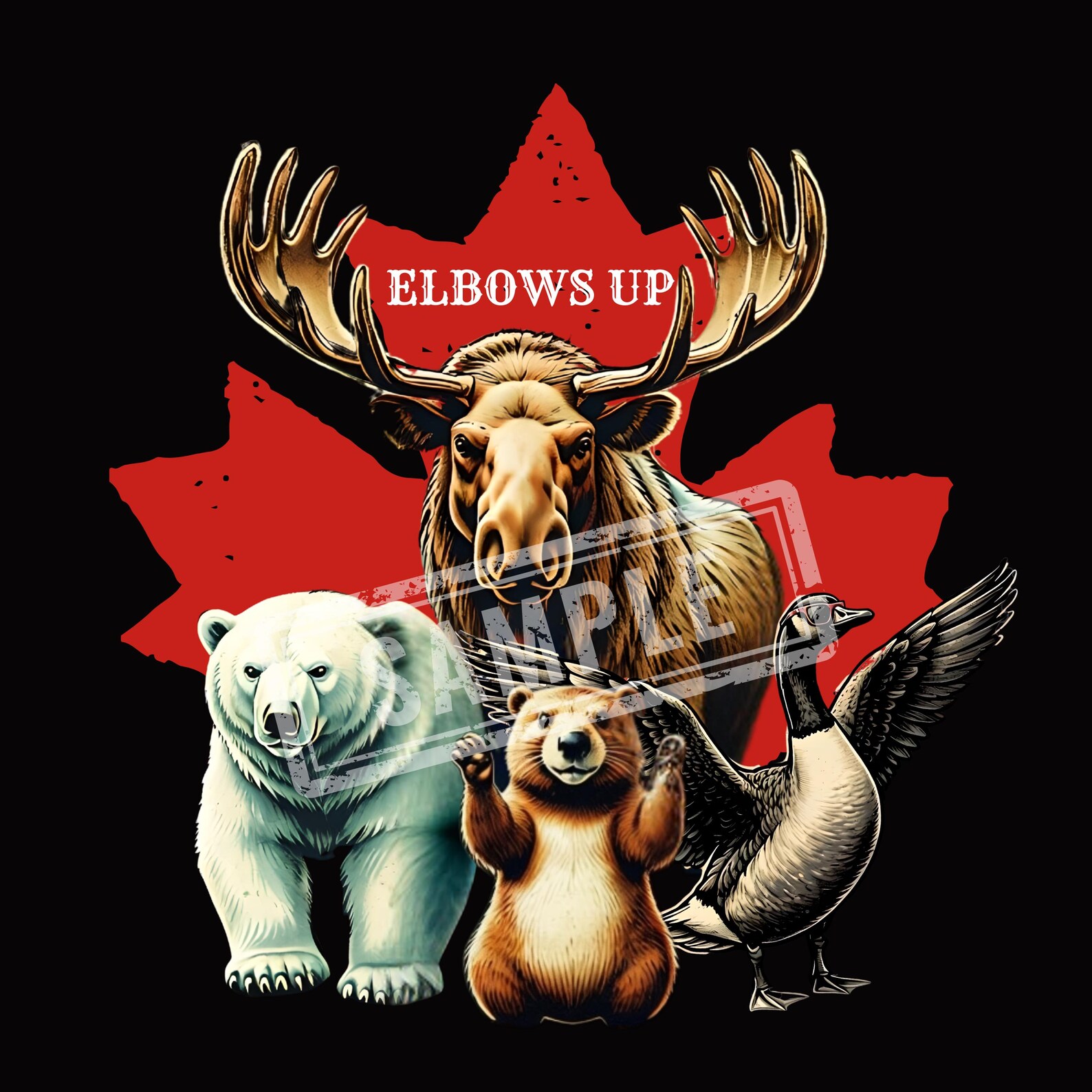 Elbows up Canada With Moose, Goose, Beaver, Polar Bear PNG Bundle ...