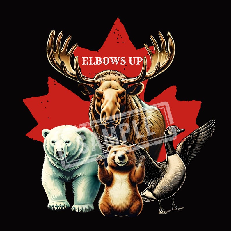 Elbows up Canada With Moose, Goose, Beaver, Polar Bear PNG Bundle ...