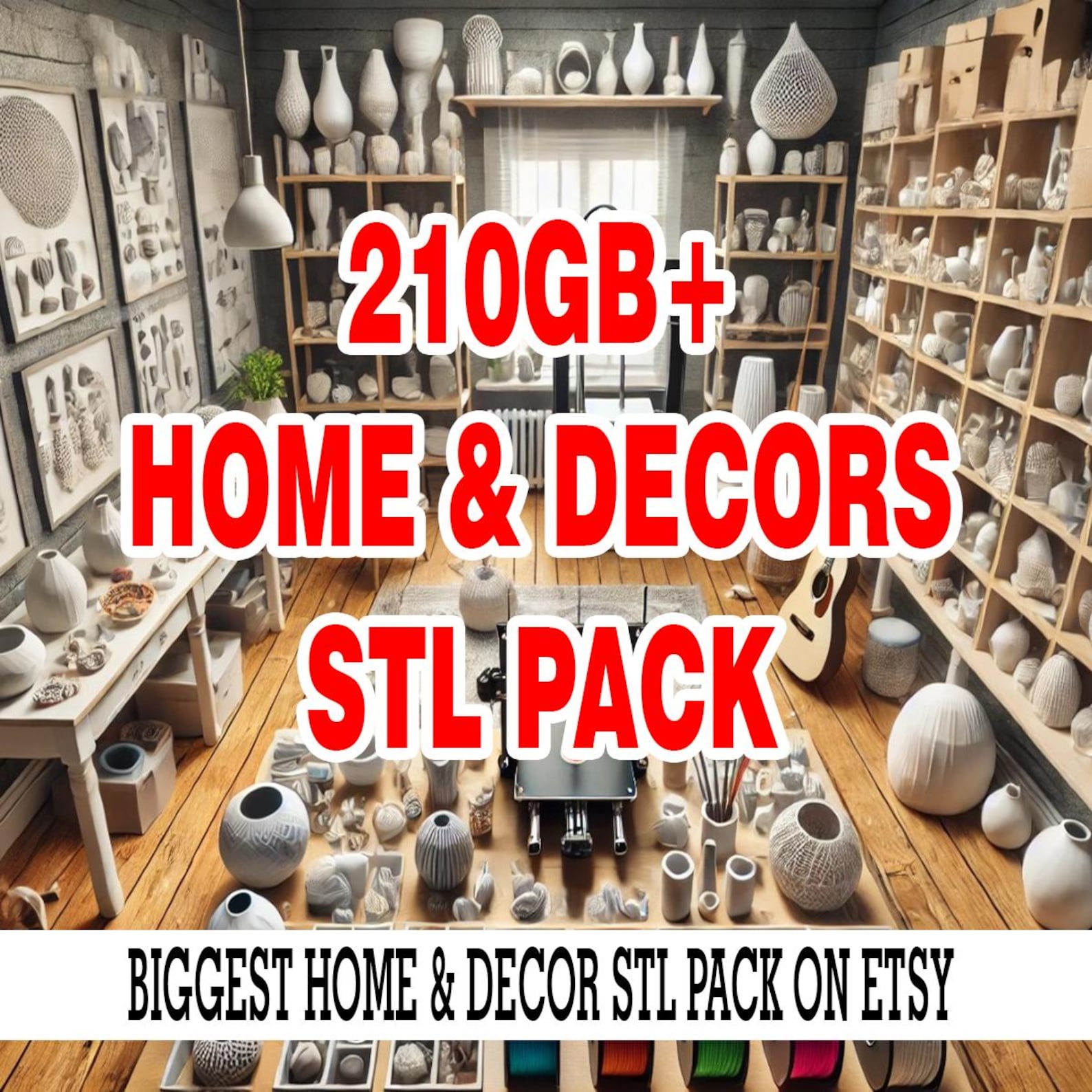 210+ GB Home & Decor STL Pack, 3D Printer Files, Vase Stl, Pot Stl ...