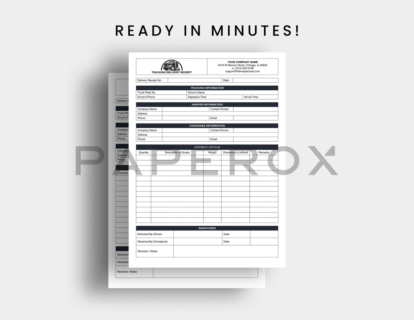Editable Trucking Delivery Receipt Template - Printable Delivery Note ...