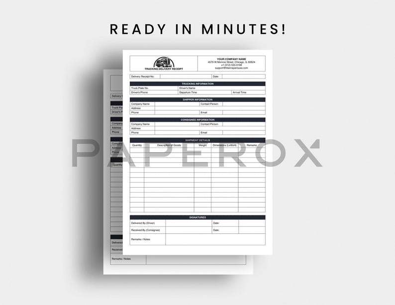 Editable Trucking Delivery Receipt Template - Printable Delivery Note ...