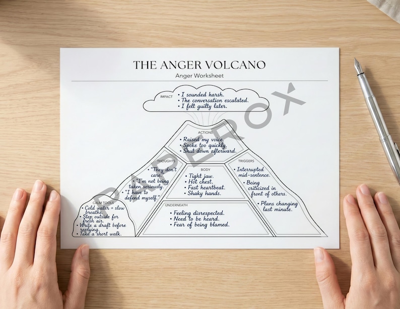 Anger Worksheet Printable for Teen Therapy, Couples Counseling & Anger ...