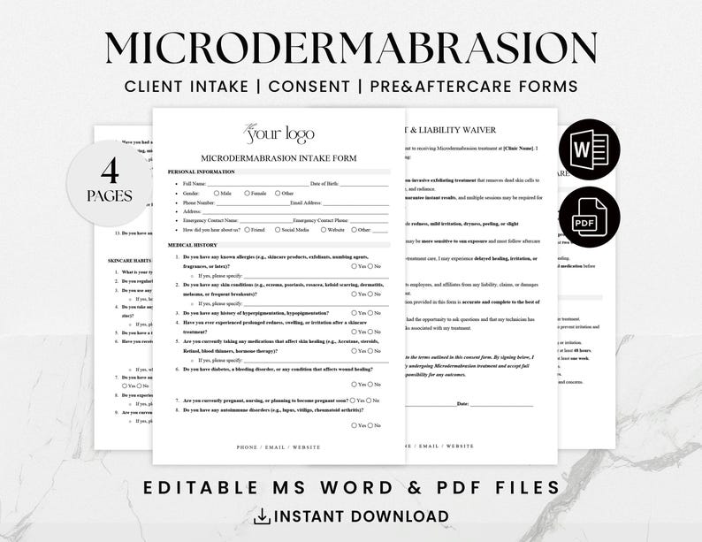 Microdermabrasion Consent Form Template - Client Intake & Aftercare ...