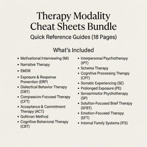 Therapy Cheat Sheets Bundle, Modality Reference Guides CBT, DBT & EMDR ...