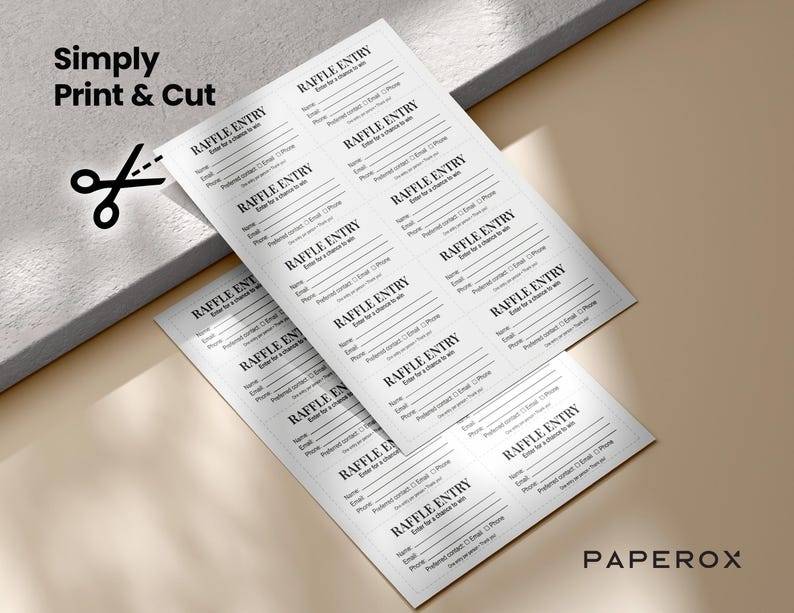Raffle Ticket Form Printable - Enter to Win Entry Slips, US Letter 10 ...