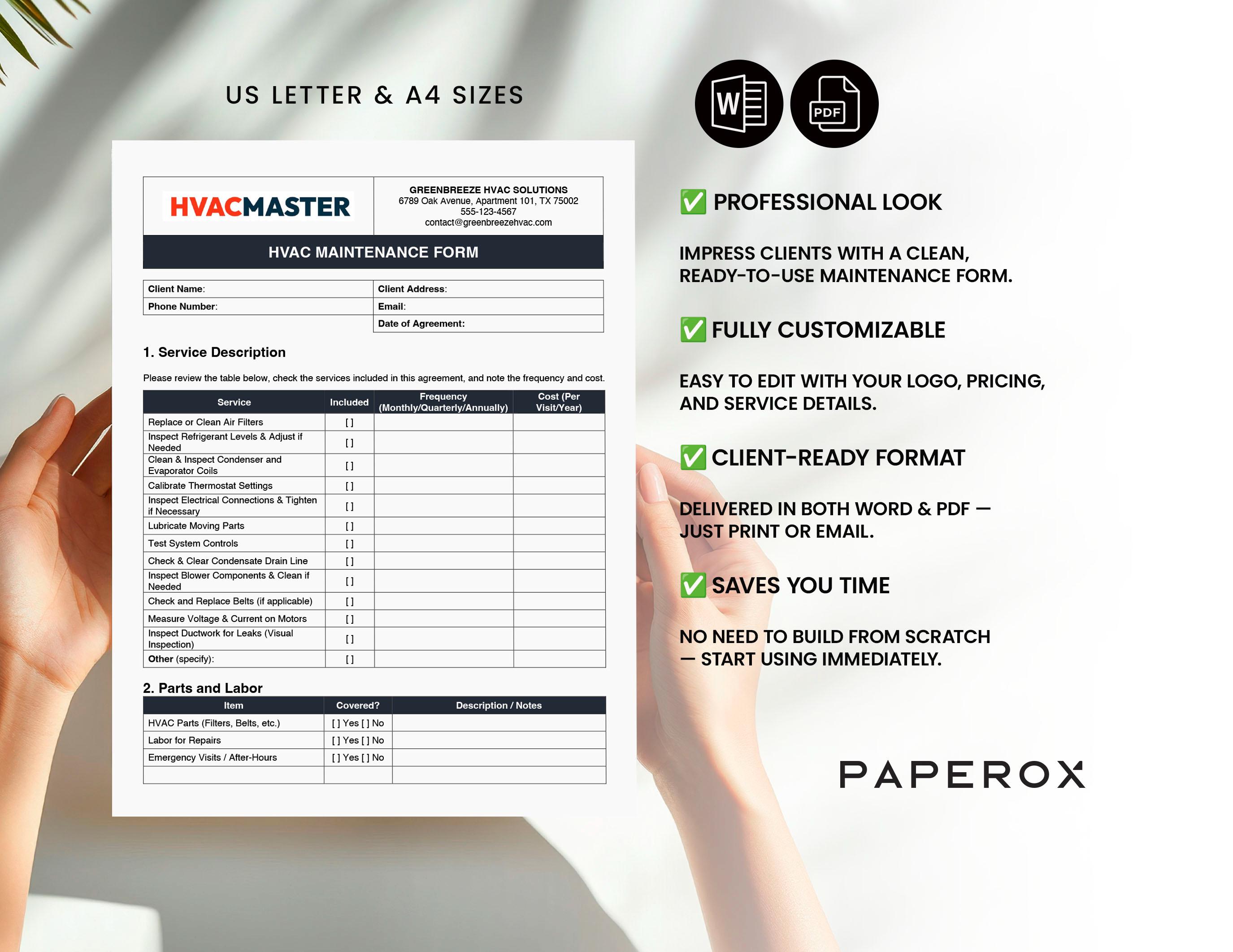 HVAC Maintenance Service Form - Preventative & Commercial HVAC Service ...