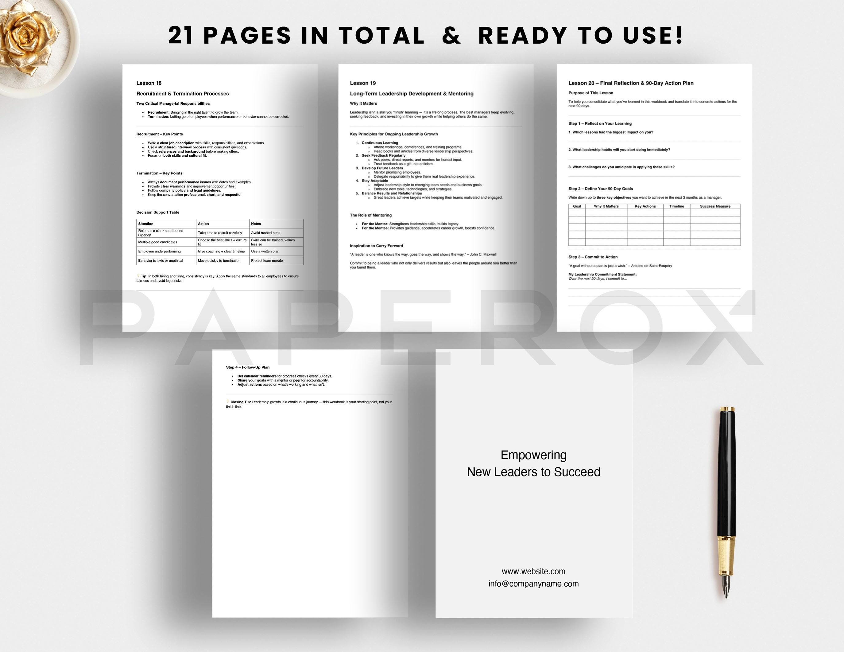 New Manager Training Workbook | Leadership Skills & Development Guide ...