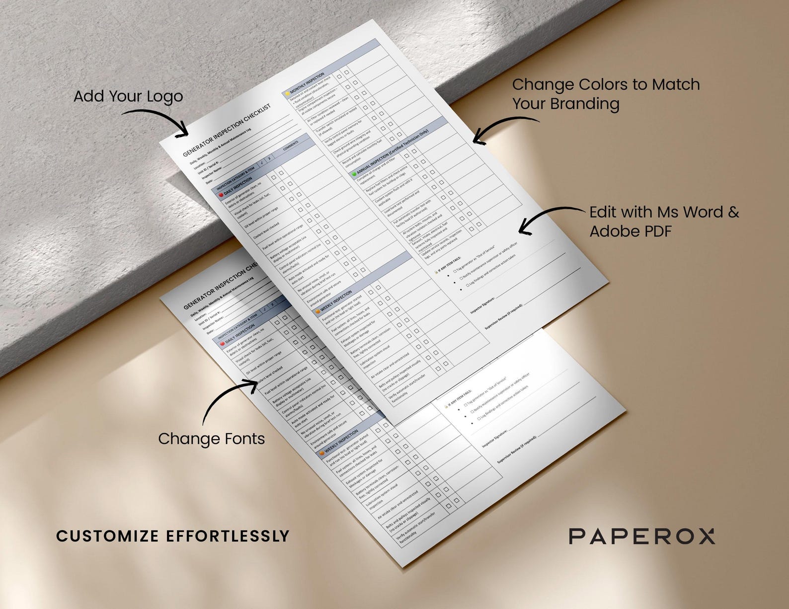Generator Inspection Checklist PDF - OSHA NFPA 110 Compliant - Fillable ...