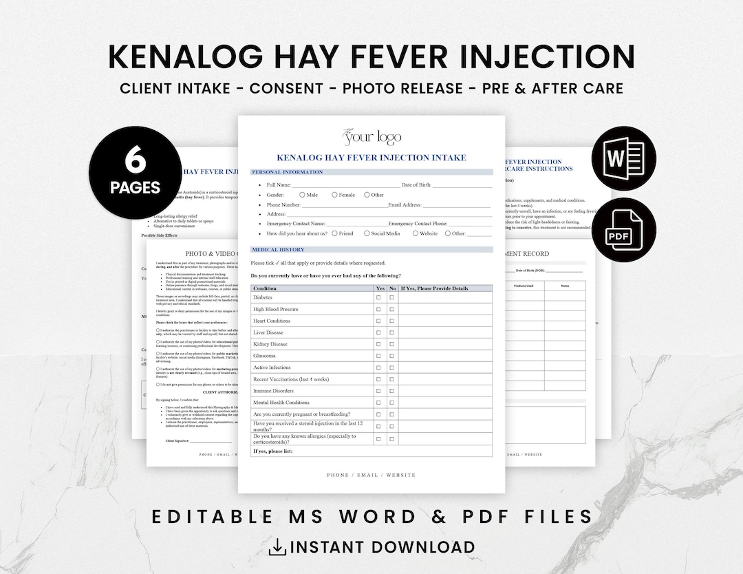 Kenalog Hay Fever Injection Forms Bundle - Kenalog Hay Fever Injection ...