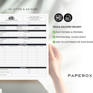 Editable Trucking Delivery Receipt Template - Printable Delivery Note ...