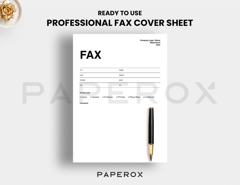Fax Cover Sheet, Fax Cover Template, Fax Sheet, Printable Fax Form ...