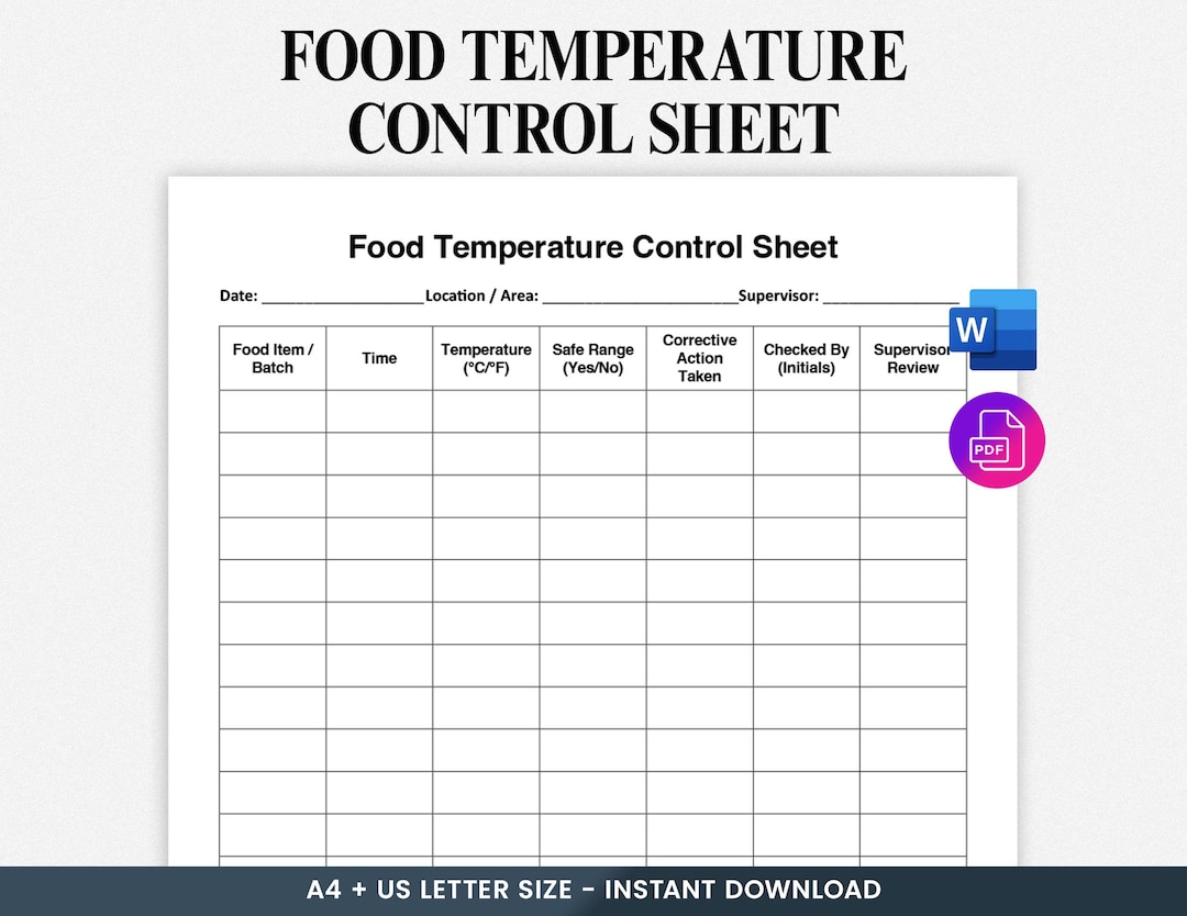 Food Temperature Log, Refrigerated Food, Food Safety Program, Food ...
