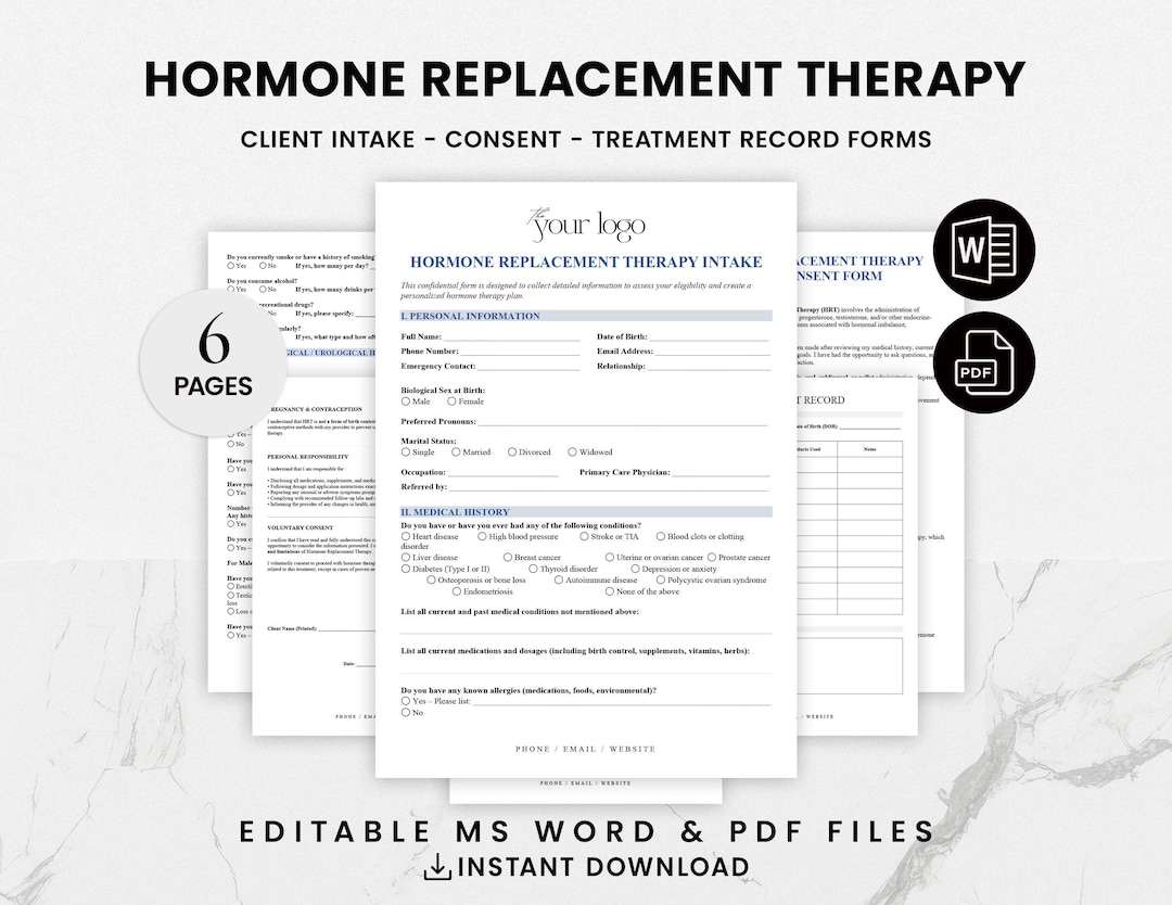 Hormone Therapy Intake Form Template – HRT Consultation Questionnaire ...