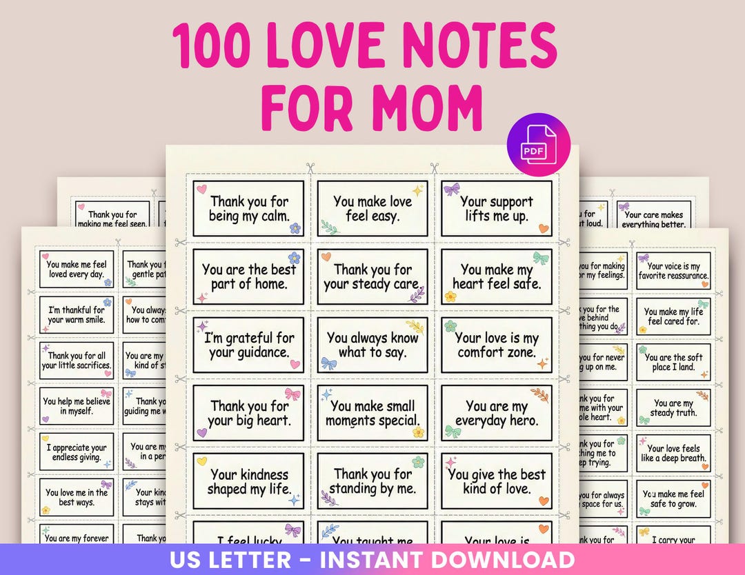 Love Notes for Mom Printable | Love Quotes for Mom | Mother’s Day ...
