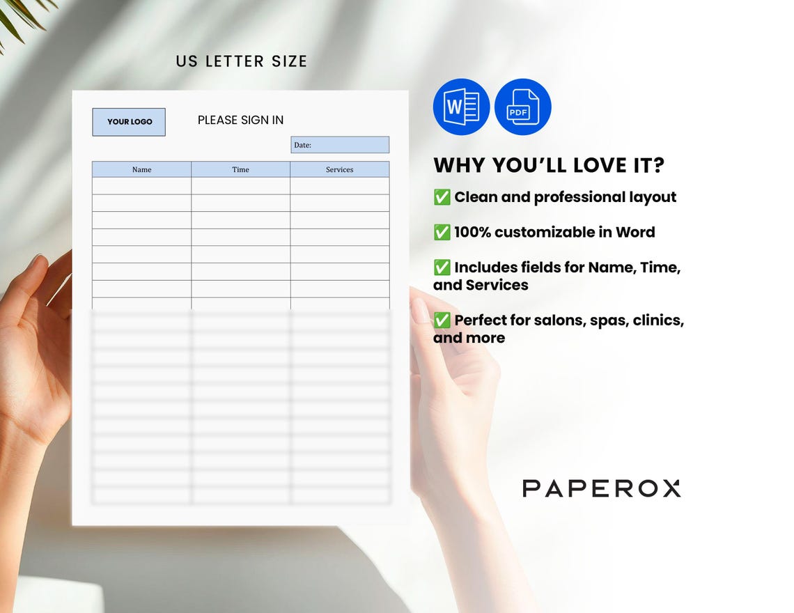 Fillable Sign in Sheet PDF, Client Sign in Sheet, Spa Client Check in ...