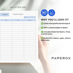 Fillable Sign in Sheet PDF, Client Sign in Sheet, Spa Client Check in ...