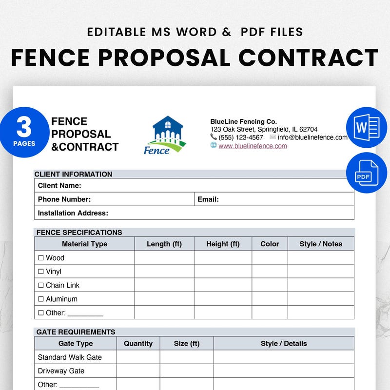Contract for Fence - Etsy