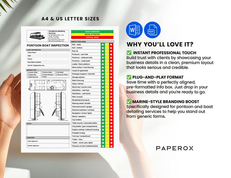 Pontoon Boat Detailing Checklist Form - Pre-inspection Form PDF ...
