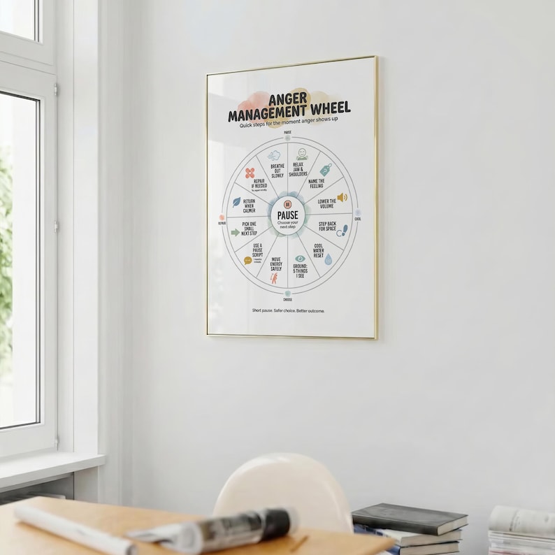 Impulse Control Worksheets Bundle + Anger Management Wheel Poster, Self ...