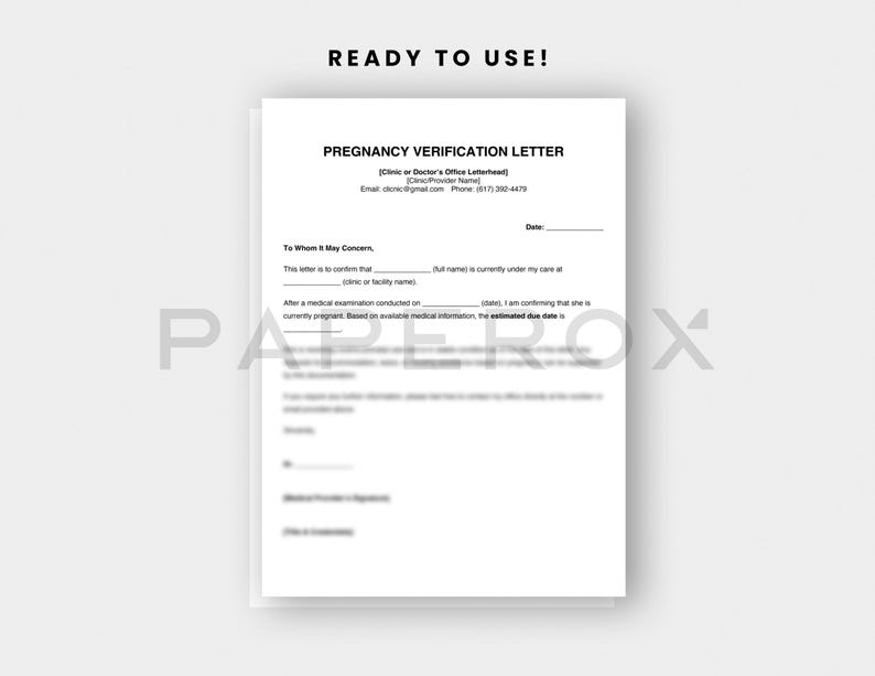 Pregnancy Verification Letter Template - Proof of Pregnancy - Pregnancy ...