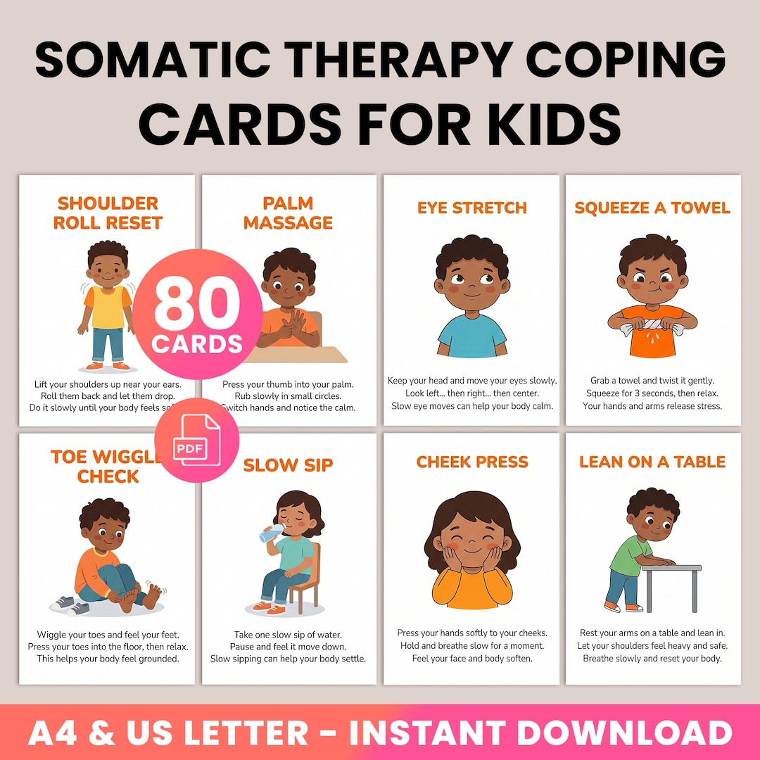 80 Somatic Coping Skills Cards for Kids - Nervous System Regulation ...