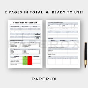 COSHH Risk Assessment Template • Printable Workplace Safety Form ...