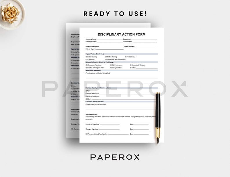 Disciplinary Action Form Template - Employee Write-up Form - HR Warning ...
