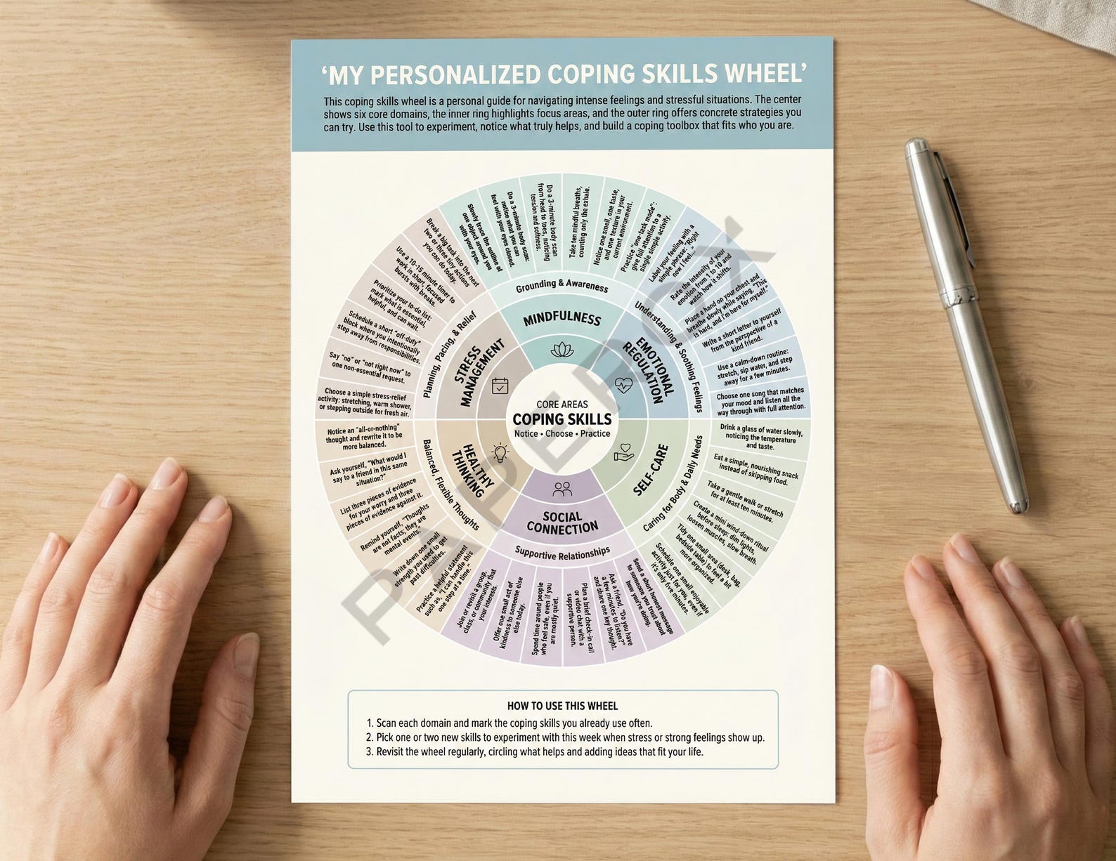 Personalized Coping Skills Wheel Printable PDF, Self-care & Emotional ...