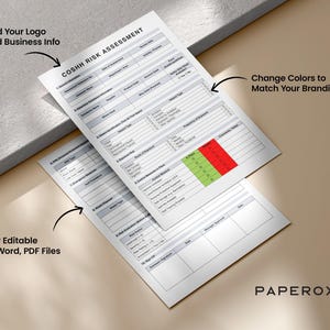 COSHH Risk Assessment Template • Printable Workplace Safety Form ...
