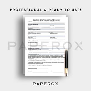 Summer Camp Registration Form Template - Camper Registration Consent Form - Editable Word ...
