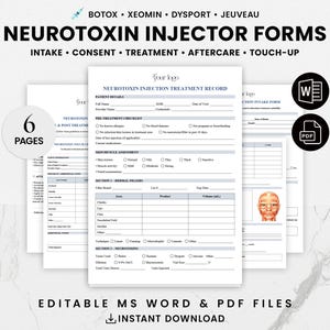 Neurotoxin Injection Form Bundle – Botox Consent Intake Treatment ...