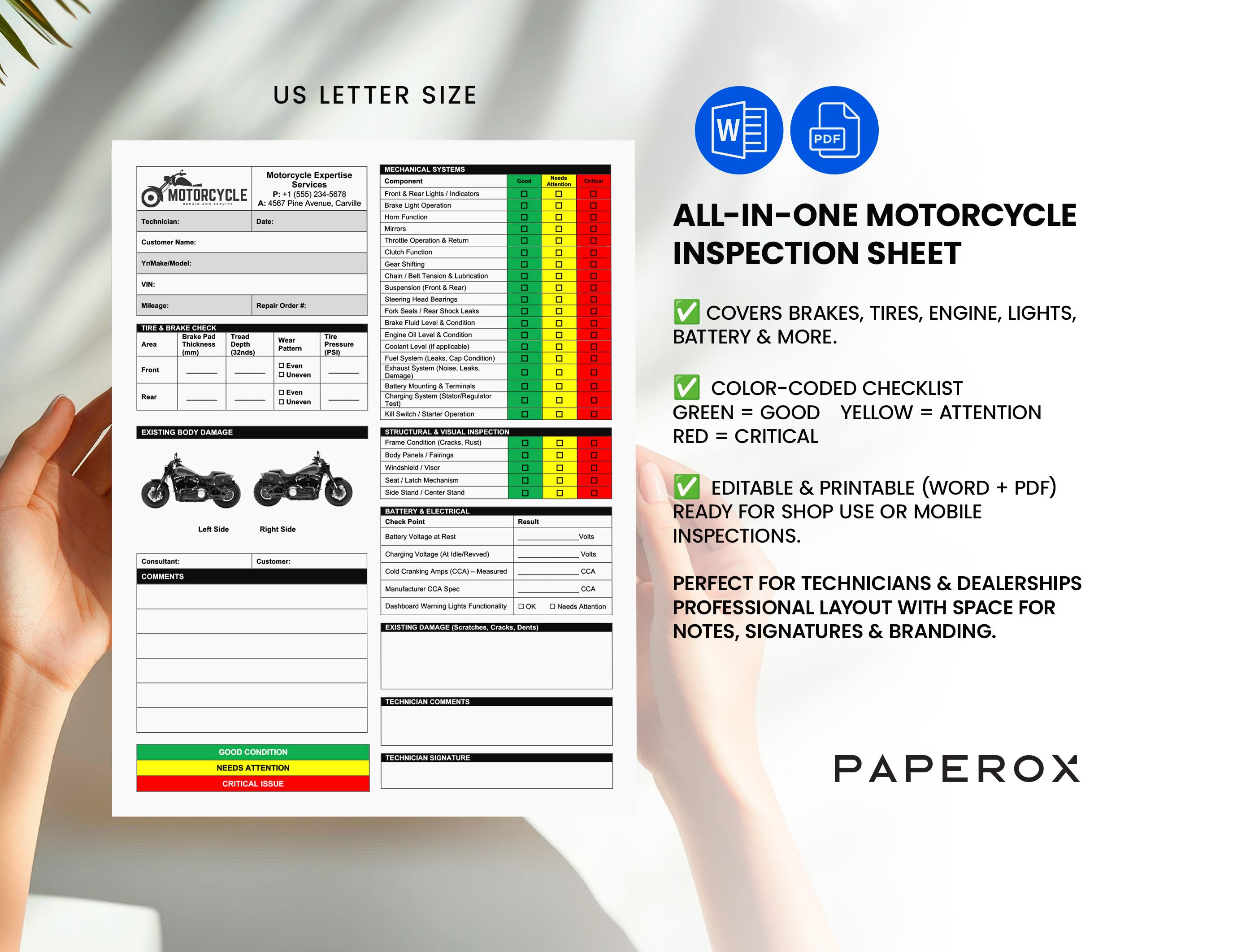 Visual Motorcycle Inspection Report - Multi-point Motorcycle Inspection ...