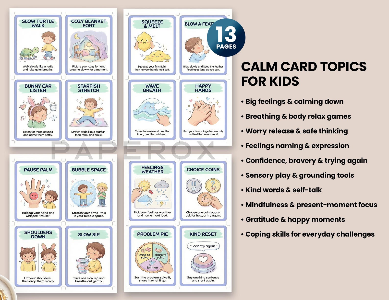 52 Calming Strategy Cards for Kids - Coping Skills & Self-regulation ...