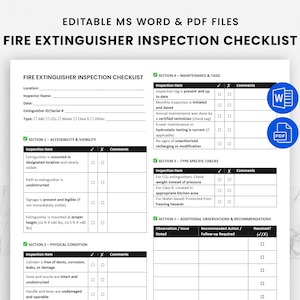 Fire Extinguisher Inspection Checklist - Etsy