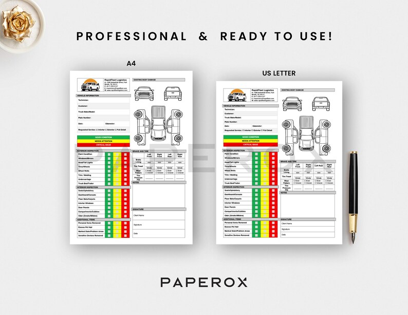 Fillable Pickup Truck Inspection Form - Printable Truck Damage Diagram ...