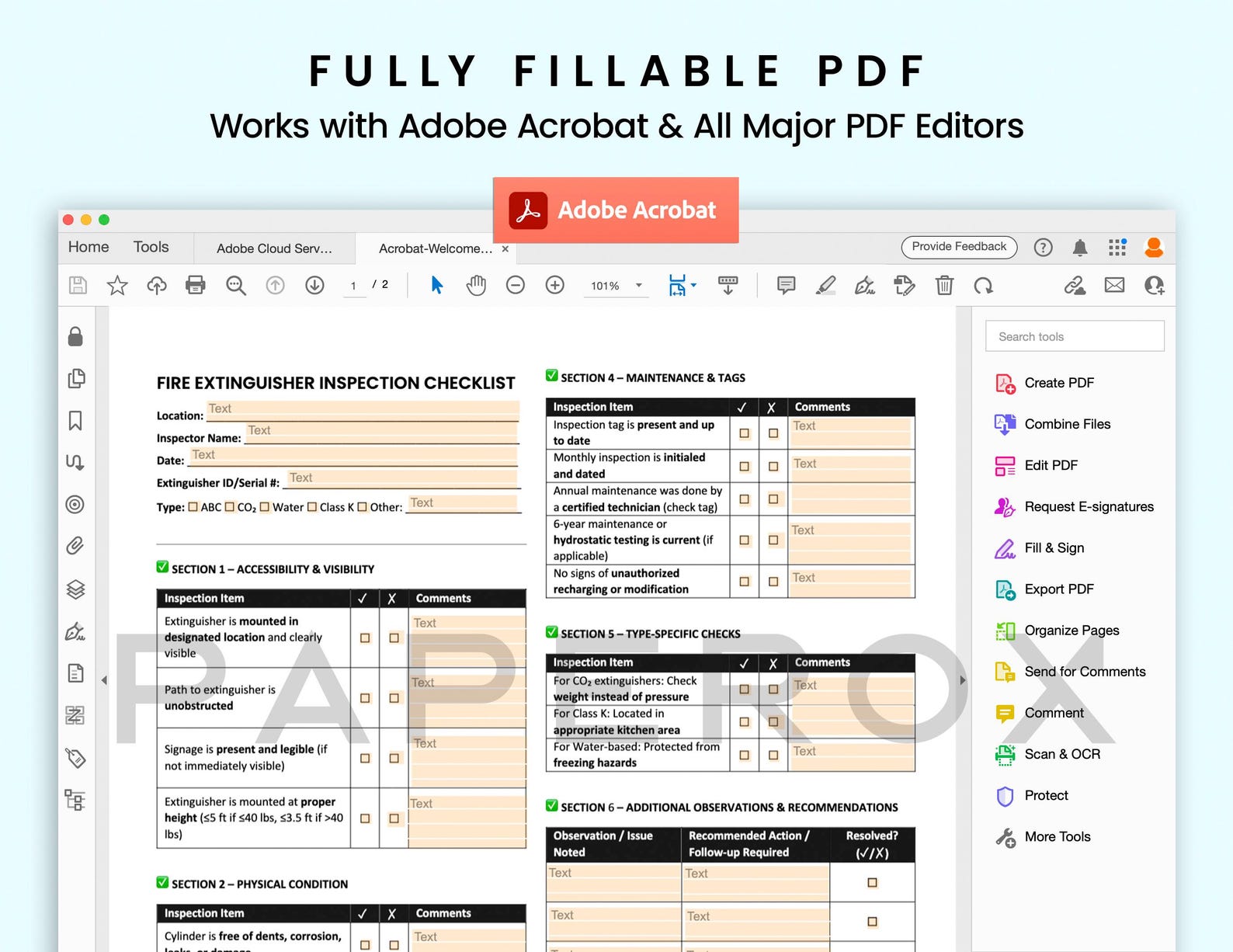 Monthly Fire Extinguisher Inspection Checklist PDF - Annual Fire ...