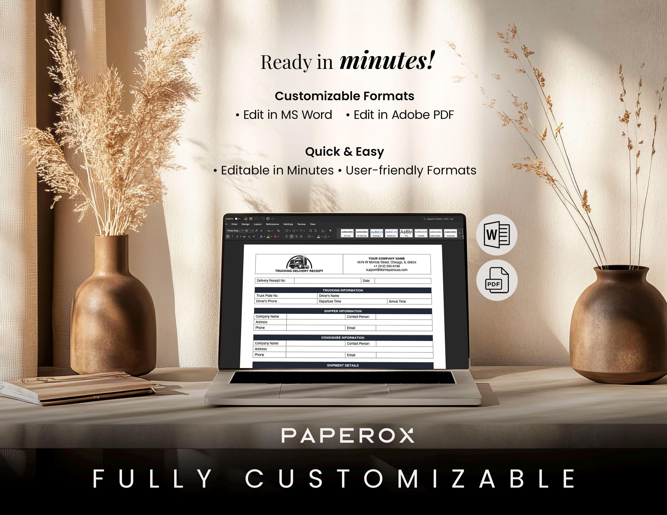 Editable Trucking Delivery Receipt Template - Printable Delivery Note ...