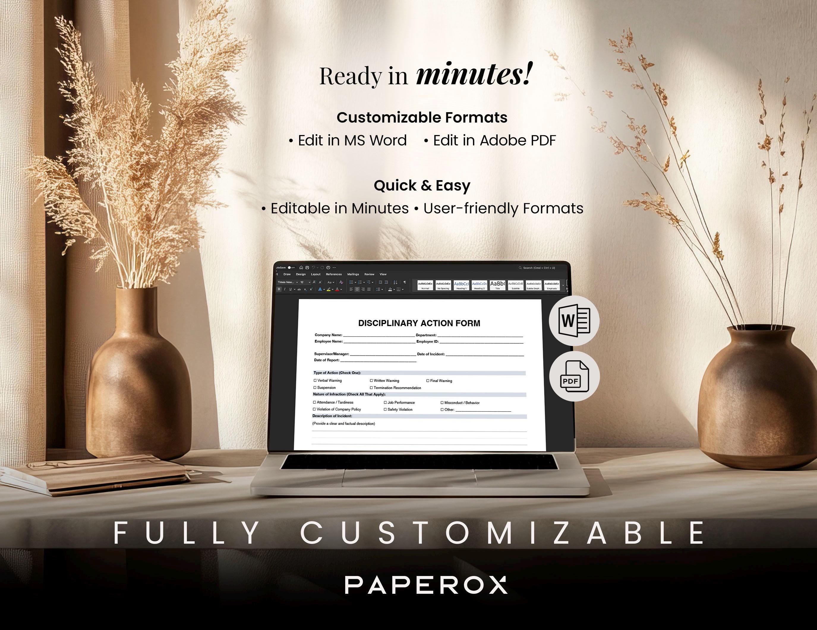 Disciplinary Action Form Template - Employee Write-up Form - HR Warning ...