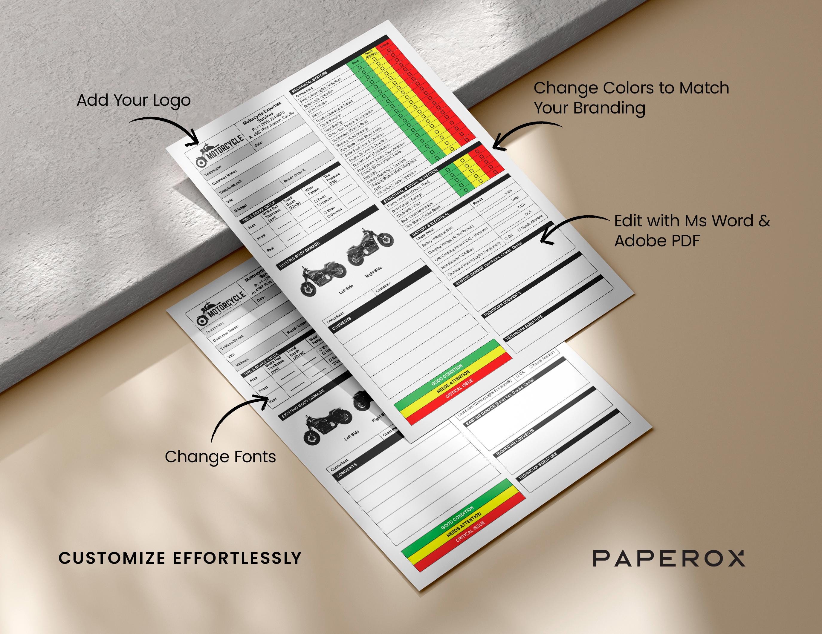 Visual Motorcycle Inspection Report - Multi-point Motorcycle Inspection ...