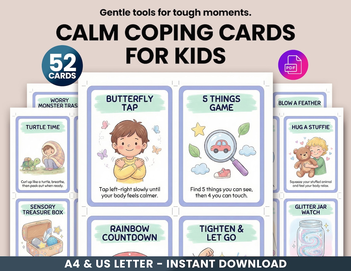 52 Calming Strategy Cards for Kids - Coping Skills & Self-regulation ...