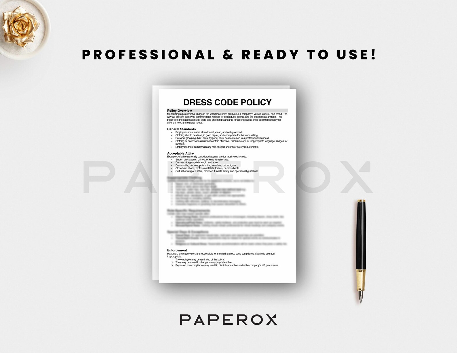 Dress Code Policy Template - Workplace Employee Appearance Standards ...