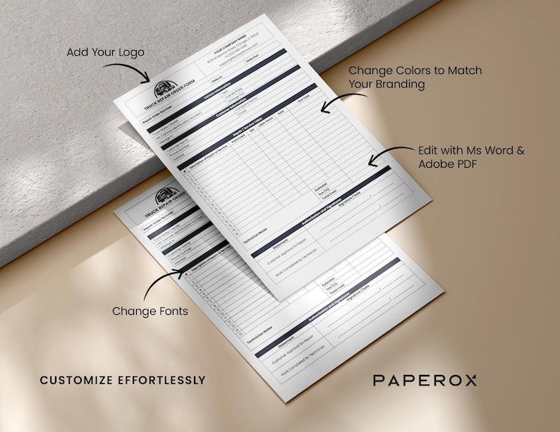 Truck Repair Order Form - Truck Repair Invoice Template - Printable ...